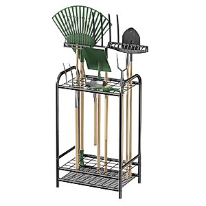 songsoso Metal Garden Tool Organizer - Yard Tool Organizer Up to 35 Long-Handled Tools - Heavy Duty Garden Tool Storage Yard Tool Holder for Brooms Rakes and Shovels in Garage Yard and Shed.