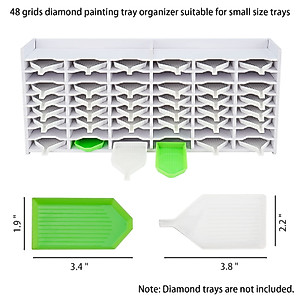 Krafetto 48 Grids Diamond Painting Tray Storage Holder Drill Pen & Multi-Boat Tray Organizer Rack Art Diamond Painting Accessories Kits, for Small Size Trays