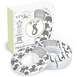 Baby Closet Size Dividers | Set of 8 | Nursery Clothes Organization Sized from Newborn | 1 - 24 Months to Toddler | Perfect for Baby Shower (Unisex - Animals)