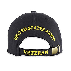 US Army Veteran Hat for Men and Women,Officially Licensed Product, Adjustable Strap Baseball Cap - Embroidered Army Baseball Cap Beautifully Stitched Lettering on Front and Back (Black)