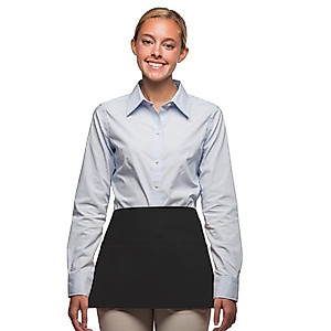 DayStar Apparel 104 Three Pocket Waist Apron w/ Webbing Belt, Black, Small