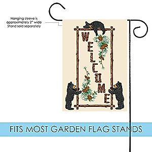 Toland Home Garden 1112578 Welcome Bears Bear Flag 12x18 Inch Double Sided Bear Garden Flag for Outdoor House Welcome Flag Yard Decoration