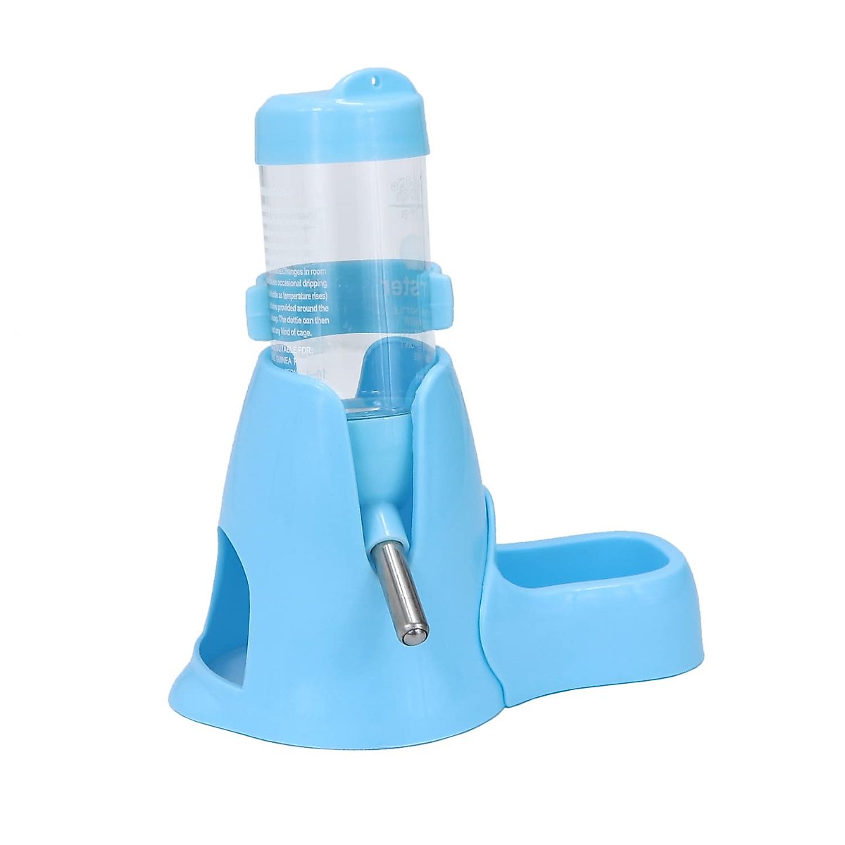 Litewoo Hamster Water Bottle with Food Container Base Hut No Drip Drinking Dispenser for Dwarf Hamster Rats Mouse Gerbil Mice（Blue 80ML Removable Base）