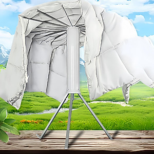 LQDMAER Tripod Clothes Drying Rack Portable, Collapsible Tripod Drying Rack Clothing with Retractable 16 Rods, Spinning Tripod Laundry Clothes Drying Rack, Tripod Clothes Dryer Rack - Weight 7.9lb