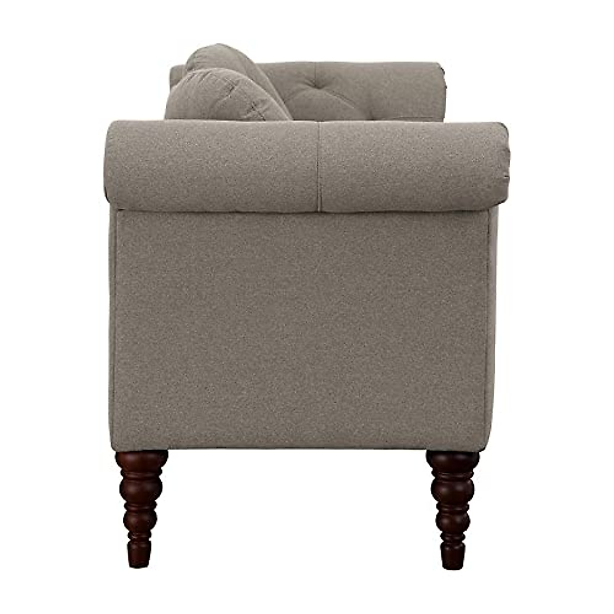 Pemberly Row 75" Traditional Fabric Settee with 2 Pillows in Brown