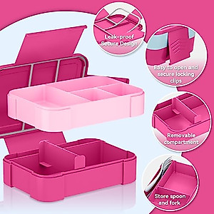 STAVOZE Bento Box, Bento Lunch Box for Kids, 1550ML Lunch Containers for Kids/Adults/Students, 6 Compartment LeakProof Adult Lunch Box with Utensils, Microwave/Dishwasher/Freezer Safe