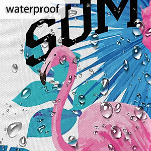 Aglebo Watercolor Tropical Flamingo Palm Leaves Shower Curtain Fabric Shower Curtain Set with 12 Hooks Water-Proof 72 * 72 Inches for Bathroom Beach Caravan Hotel