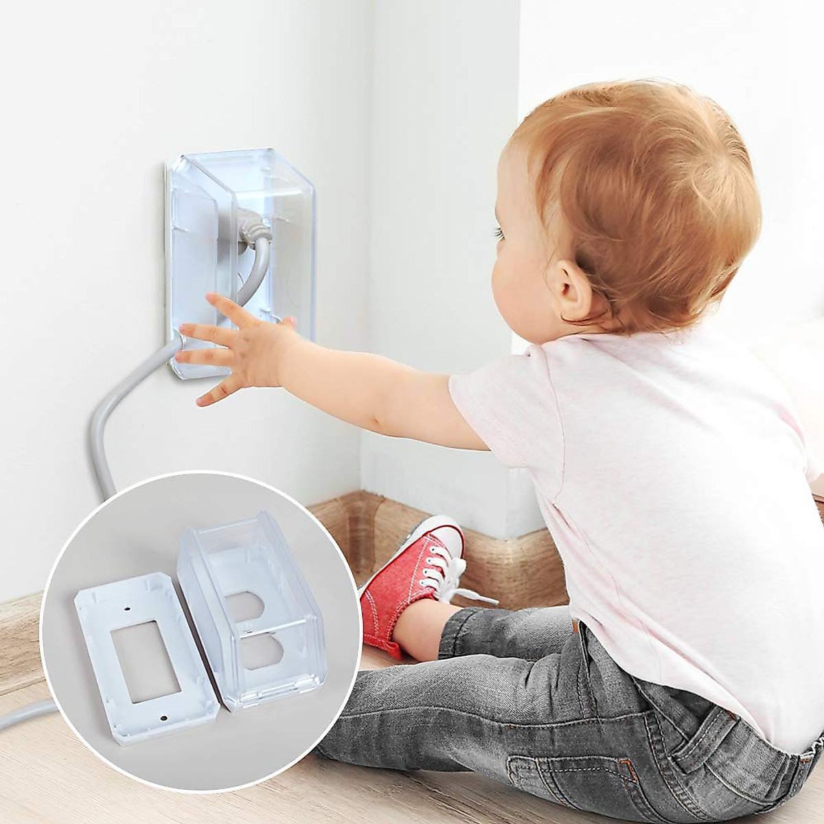 EUDEMON Baby Safety Electrical Outlet Cover Box Childproof Large Plug Cover for Babyproofing Outlets Easy to Install & Use (Transparent)