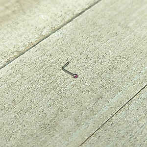 Body Candy Stainless Steel 1.57mm Pink Accent Micro L Shape Nose Stud Ring 20 Gauge