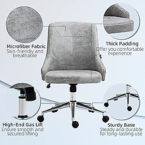 Vinsetto Armless Task Chair, Mid-Back Desk Chair, Microfiber Home Office Chair with Adjustable Height, Tilt, Swivel Function, Gray