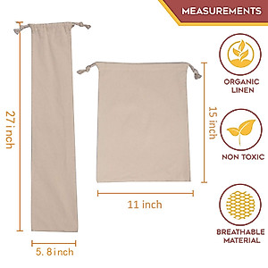 Linen Bread Bags Reusable Bread Bags For Homemade Bread, Homemade Artisan Bread Storage,Linen storage Bread Bags For Home(Size 3-11x15 in, 2-27x5.8 in）