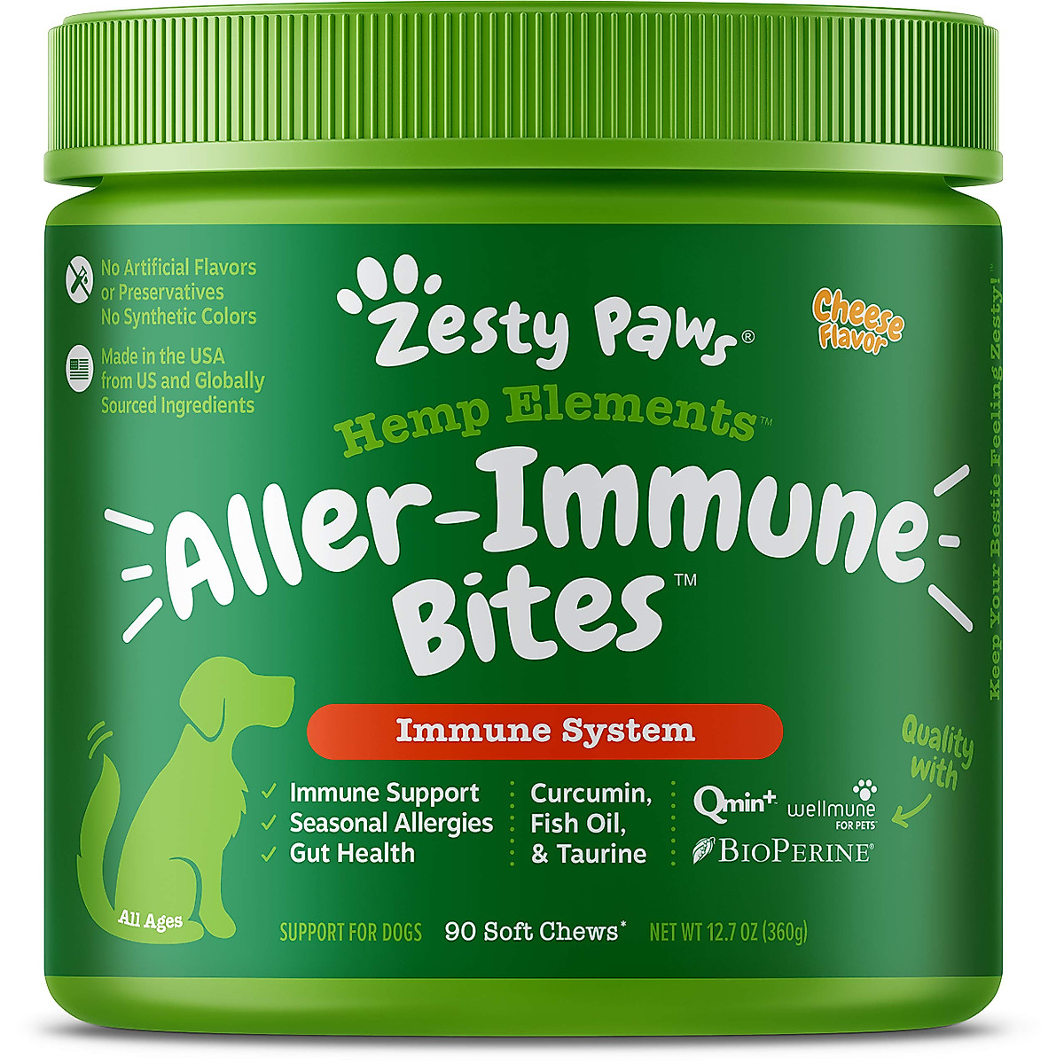 Allergy Immune Soft Chews + Hemp Seed for Dogs - with Curcumin + Glucosamine for Dogs with Hemp - Hip & Joint Dog Supplement with Chondroitin