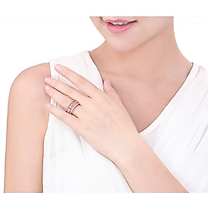 Uloveido Rose Gold Plated Wide Elephant Stackable Band Rings Eternity Animal Ring with 2 Rows of Cubic Zirconia Size 6 RA083