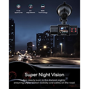 COOAU Dual Dash Cam 2.5K+1080P, Dash Cam Front and Inside, Built-in GPS and WiFi, Dash Camera for Cars, Perfect for Uber and Taxi Drivers, Night Vision, Accident Record, 24Hr Parking Mode