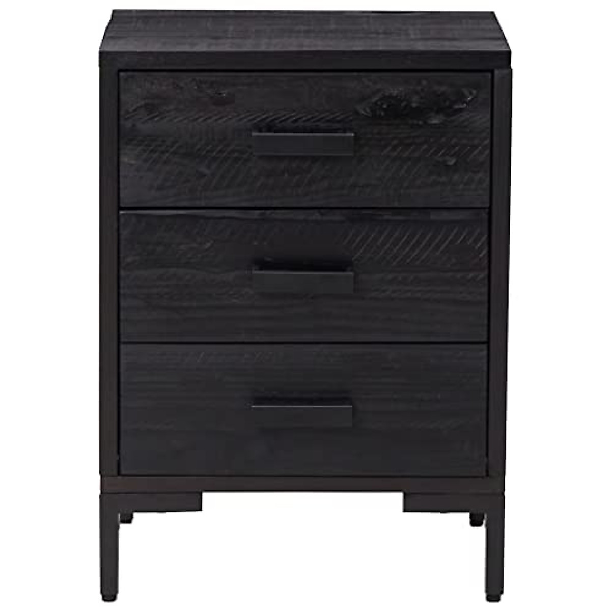 vidaXL Set of 2 Bedside Cabinets in Black - Solid Wood Pine, Metal Hardware, Retro Style, 15.7"x11.8"x21.7" - Ideal Bedroom Furniture