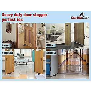 Extra Large Rubber Door Stoppers - Door Stop Wedge, Heavy Duty Jumbo Flexible Door Holder - Black 2 Pack - Non Marking Anti Slip Jammer