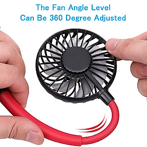 XINBAOHONG Neck Fan, Portable USB Rechargeable LED Fan Headphone Design Hand Free Personal Fan Wearable Cooler Fan with Dual Wind Head for Traveling Outdoor Office (Black)