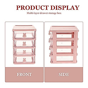 Tofficu 4 Drawer Plastic Storage, Clear Clear Plastic Drawers Storage, 5.3 * 6.7 * 8.3inch Drawer Plastic Drawer Desktop Storage for Craft Organizers And Storage