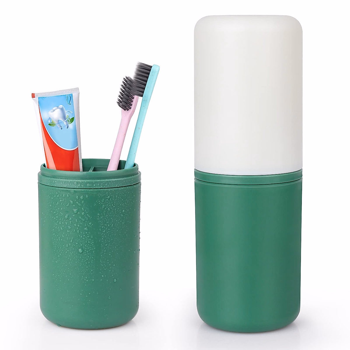 Hooqict Travel Toothbrush Case Portable Toothbrush Carrier Case Plastic Toothbrush Storage Case Cover Toothbrush Cup Container for Travelling, Camping, Bathroom, Home, School