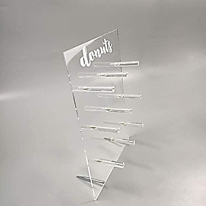 LUGUNU Reusable Acrylic Donut Wall Display Stand On Table, Crystal Clear Handmade Donut Holder for Baby Showers, Birthday, Holiday Gathering, Donut Party Decorations and More, 9 Pillars (Say Donuts)