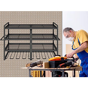 Power Tool Organizer Wall Mount,8 Drill Holder Wall Mount,4-Layer Garage Tool Organizer Wall Mount,Heavy Duty Power Tool Rack,Cordless Tool Organizer with Screwdriver Holder/Hammer Holder/Plier Holder