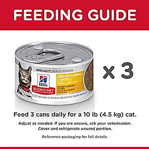 Hill's Science Diet Wet Cat Food, Adult, Urinary & Hairball Control, Savory Chicken Recipe, 2.9 oz. Cans, 24-Pack