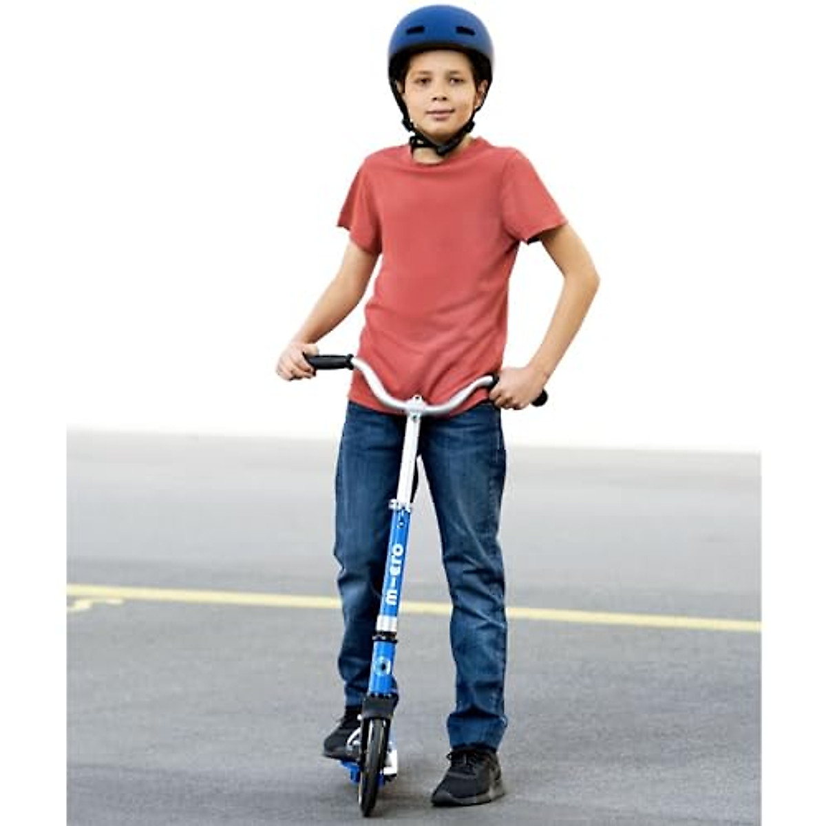 Micro Kickboard - Micro Cruiser - Two Wheeled, Fold-to-Carry Swiss-Designed Micro Scooter for Kids with Smooth Glide Large Wheels for Ages 6+ (Blue)