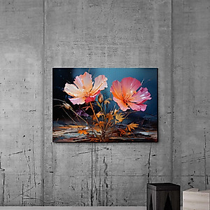 Acrylic Flower Abstract Prints on Canvas, Wall Art for Living Room and Bedroom Decor, Yellow Blue Modern Artwork, Canvas Prints, Wall Decor