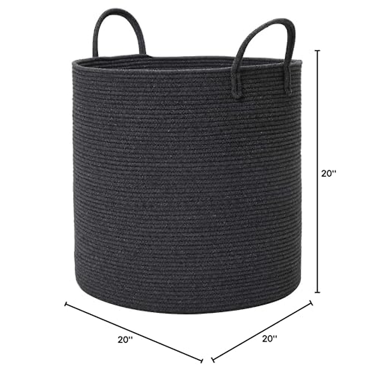 20" x 20" x 20" Extra Large Storage Basket, Cotton Rope Storage Baskets, Woven Laundry Hamper, Cloth Storage Bin, for Clothes Towel Blanket Basket in Living Room, All Black Grey Mix