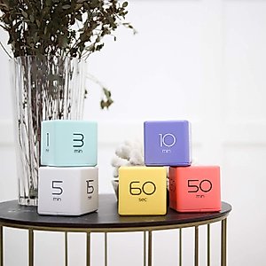 Mooas Cube Timer Violet (5,10,20 and 30 Minutes) & Mint (1,3,5 and 10 Minutes) Bundle, Timer for Studying, Cooking and Workout…