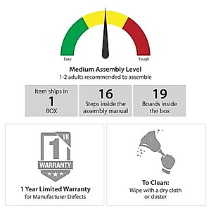 Ameriwood Home Camley Modern 2-Drawer Desk with Fluted Glass Top, Gray Oak