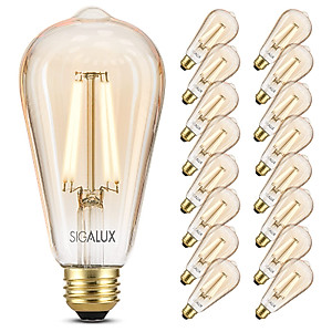 Sigalux Edison Bulbs, Vintage E26 Bulb Dimmable, ST58 LED Light Bulbs, Decorative 40W LED Light Bulbs 400LM 2700K Soft White, CRI90, UL Listed, 16 Pack