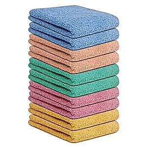 Textila Terry Washcloth Pack of 10 - Multicolor - 12x12 Inches, Soft and Absorbent - Perfect for Bath, Face, Hand, Kitchen, Spa, Hotel, Gym, and Home Use.