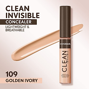 Covergirl Clean Invisible Concealer, Lightweight, Hydrating, Vegan Formula, Golden Ivory 109, 0.23oz