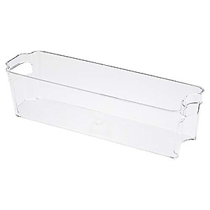 Amazon Basics Plastic Fridge Storage Bin - Narrow (2-Pack), White