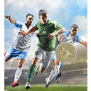 Barocity Classic Gold Size 4 Soccer Ball - Premium Outdoor and Indoor Soccer Ball with Reflective Iridescent Rainbow Hex Pattern, Perfect Boys and Girls Soccer Ball for Playtime, Practice and Training