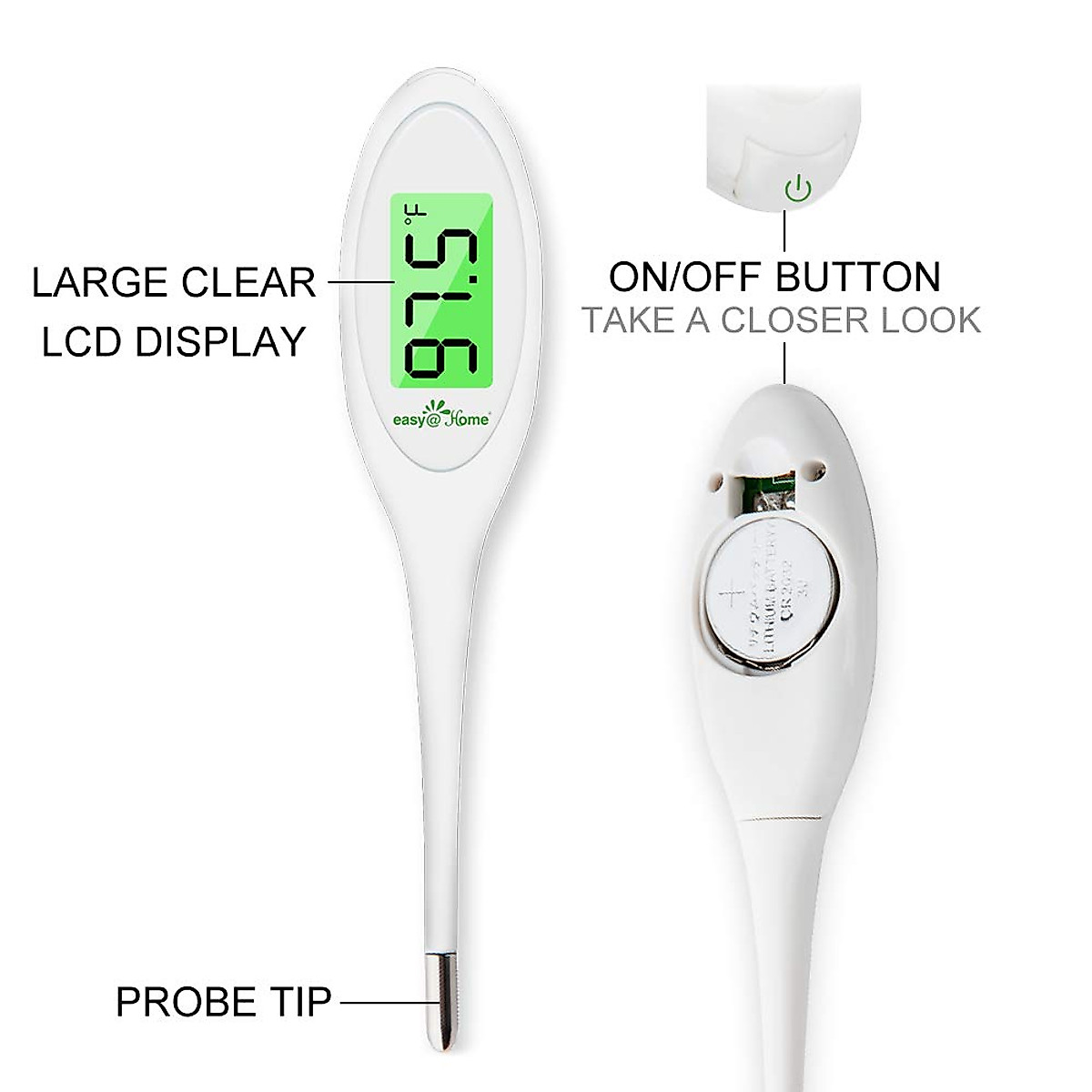 8 Sec Fast Reading Easy@Home Digital Oral Thermometer for Adult, Kid and Baby, Oral, Rectal and Underarm Temperature Measurement for Fever with Two-Color LCD Display Backlit and Alarm EMT-A12