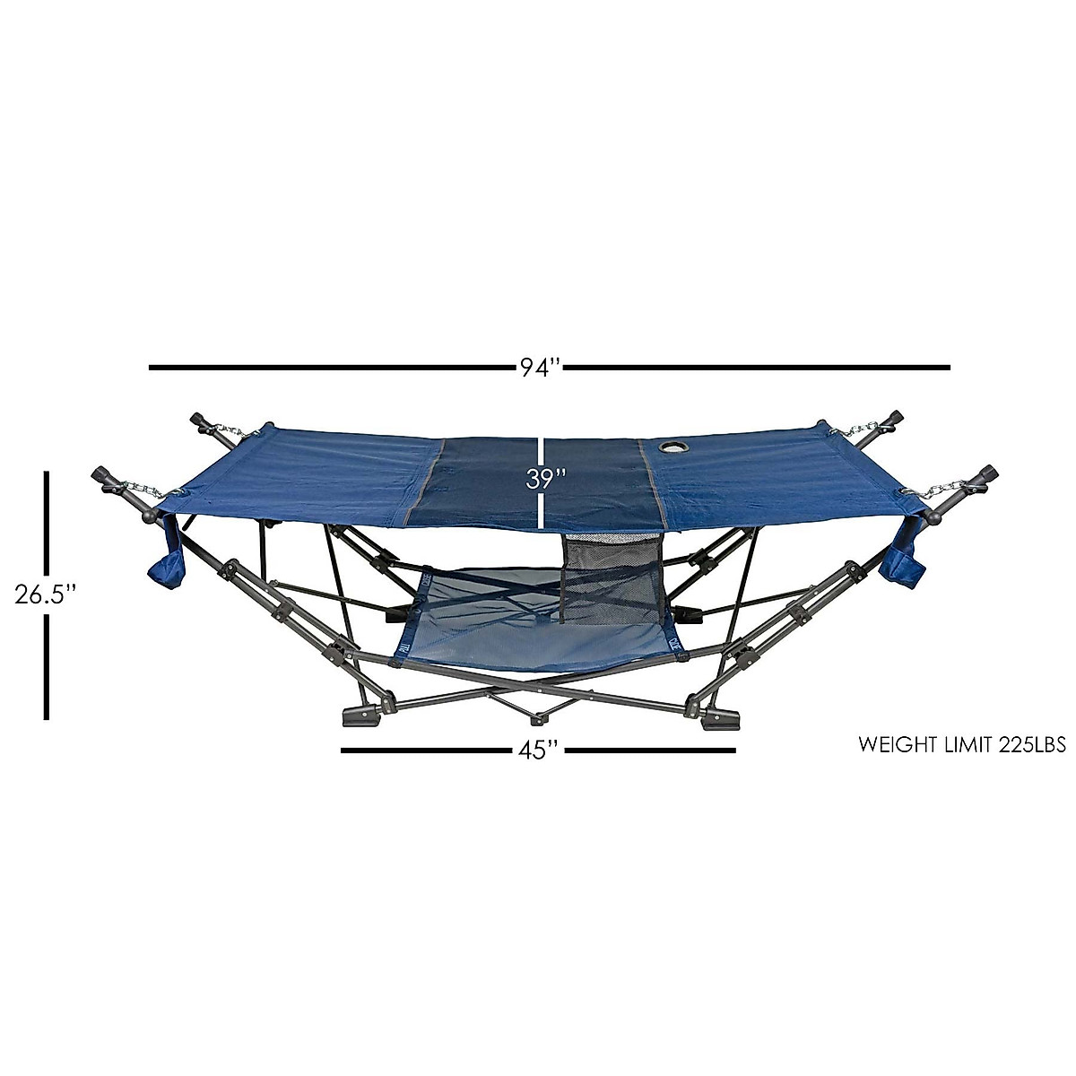 Zenithen Limited Outdoor Indoor Portable Foldable Metal Framed Lounge Hammock Furniture for Camping, Backyard, and Patio, Full Sized Hammock with Storage, Blue