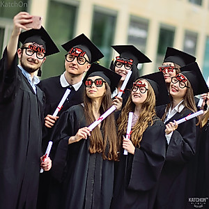 KatchOn, Red 2024 Glasses Graduation - Glitter, Pack of 12 | Graduation Photo Booth Props 2024 for Graduation Decorations Class of 2024 | Graduation Eyeglasses, Red Graduation Party Decorations 2024