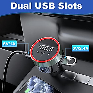 MEIDI Bluetooth FM Transmitter for Car, Bluetooth Car Adapter with Remote, Wireless Car Radio Adapter, Hands-Free Call/ MP3 Music Player/LED Colors/USB Port/U Disk