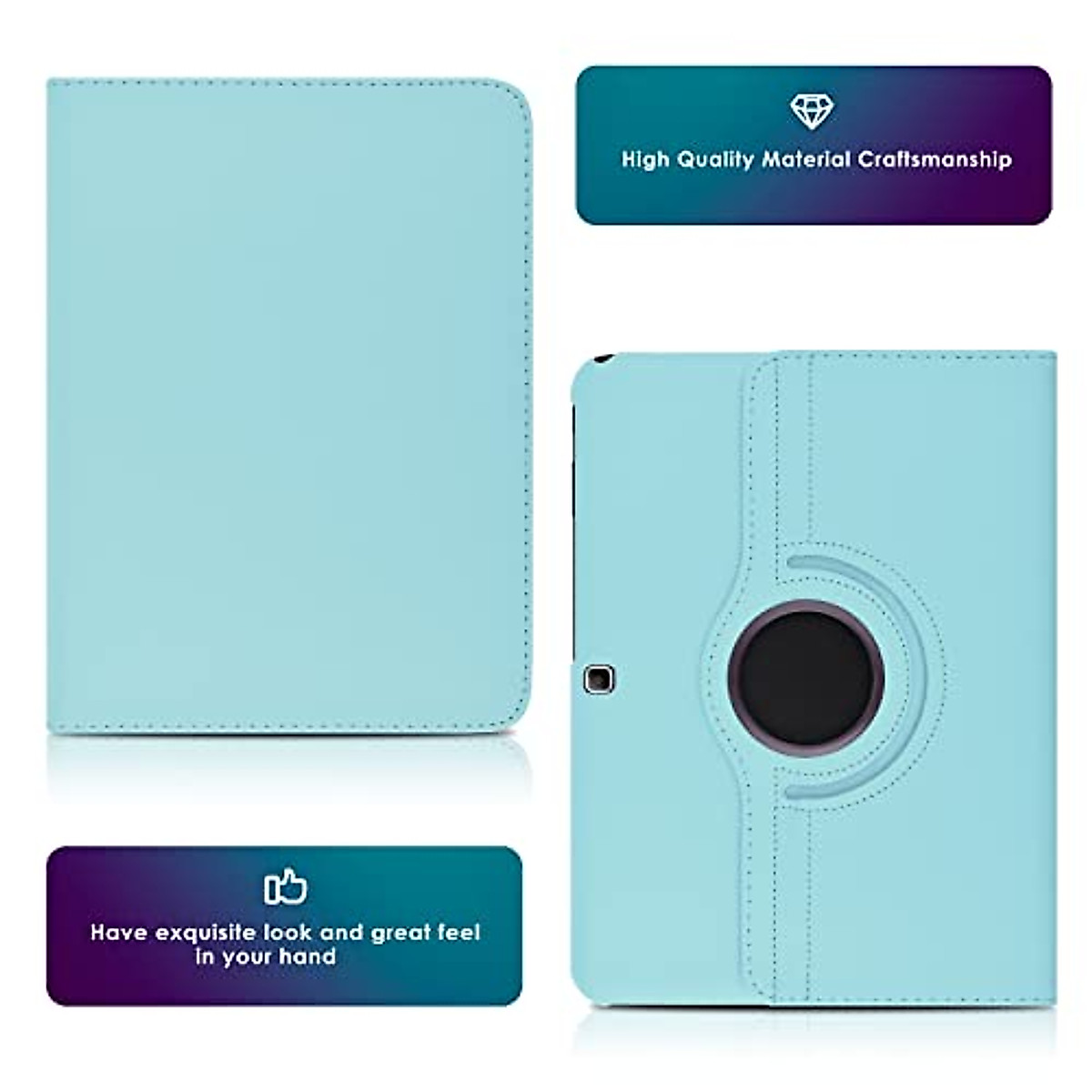 DETUOSI Rotating Case for Samsung Galaxy Tab 4 10.1" 2014 (SM-T530), 【Auto Sleep/Wake】 360 Degree Swivel Multi-Angle Stand Folio Leather Book Cover + Protective Hard Back Shell + Elastic Band Closure