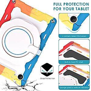 DETUOSI Galaxy Tab A8 10.5 Case with Rotate Stand & Shoulder Strap, Kids Friendly Shockproof Protective Case for Samsung Tab A8 10.5 inch 2022 (SM-X200/X205/X207), Red & Green