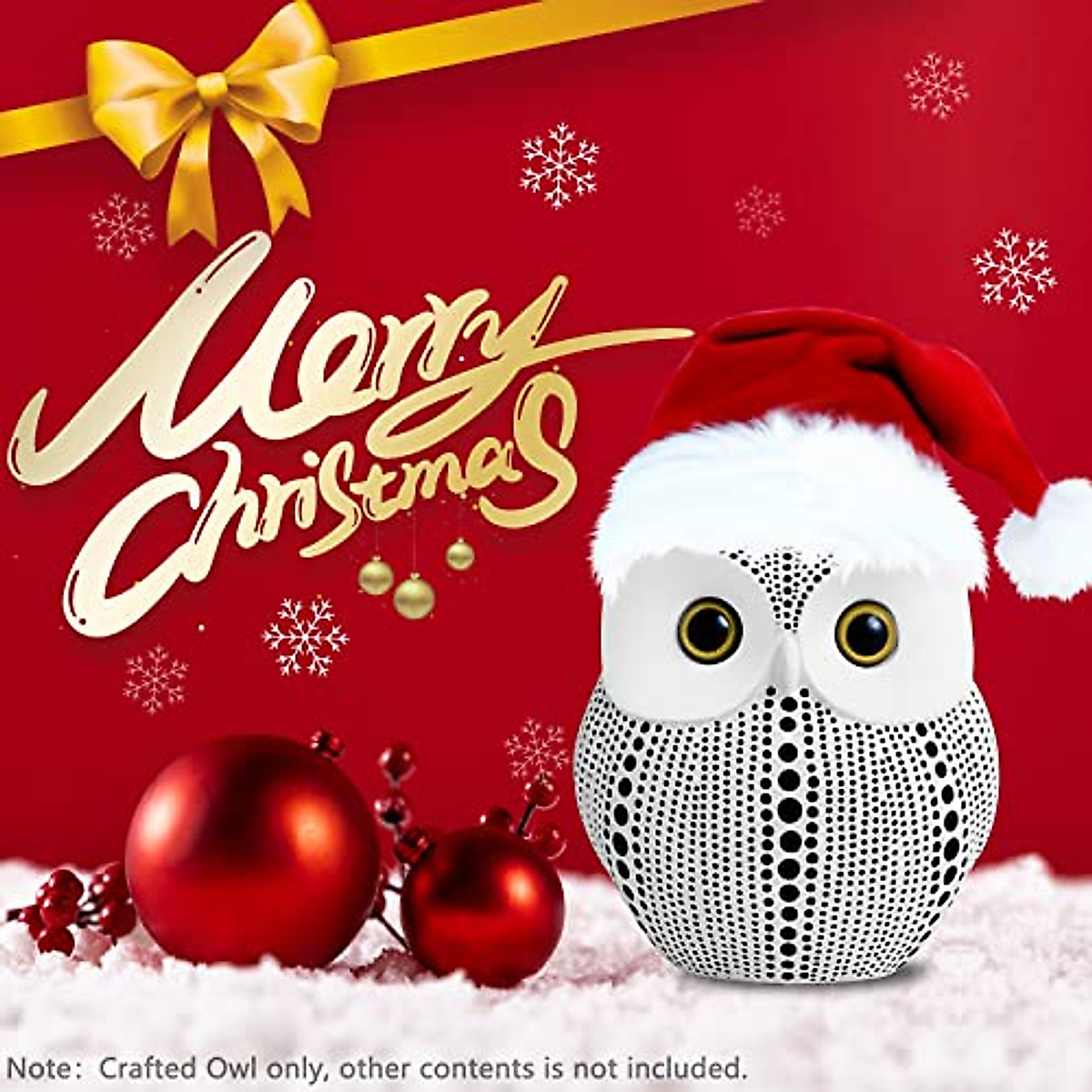 Owl Statue for Home Decor Accents Office Decoration, APPS2Car Handmade Polka Dots Buhos Modern Bird Figurine for Indoor Book Shelf Desktop Cabinet Fireplace Mantel Living Room Bedroom Ornament (White)