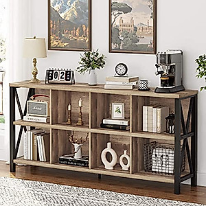 FATORRI 6 Cube Storage Organizer Bookshelf and 8 Cube Storage Organizer (Rustic Oak)