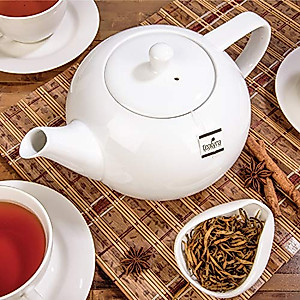 Tealyra - Large White Porcelain Teapot - 47.3-ounce (6-8 cups) - English Modern Style - Teapot with Bee Style Spout Filter To Brew Loose Leaf Tea - Ceramic Brewer Pot - 1400ml