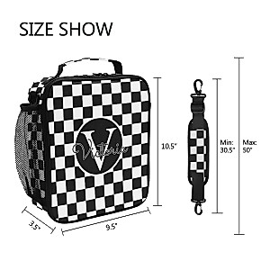 RunningBear Custom Checkerboard Plaid Lunch Bag Personalized Reusable Insulated Lunch Box Bag with Adjustable Strap Tote Box Container Organizer for School, Outdoors, Gym
