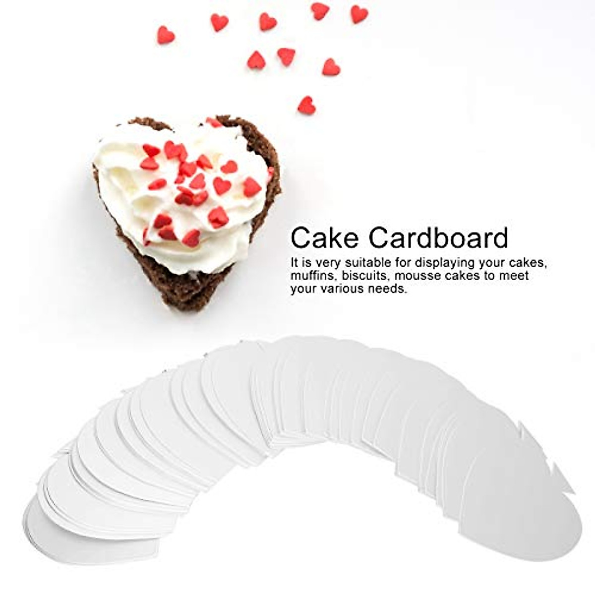 Yosoo Cake Base Board, 100PCS Heart-Shaped Mini Cake Boards Mousse Cardboard Cupcake Base Dessert Display Tray(Gold)
