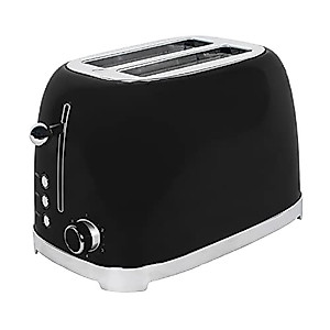 VETTA 2-Slice Extra-Wide-Slot Retro Toaster with Defrost, Bagel, and Cancel Functions, 6 Shade Settings, Self-Centering for Even Cooking and Removable Crumb Tray, Stainless Steel in Black (Black)