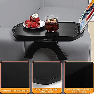 Lengthened Upgrade 17.7x9.8 Couch Arm Table Tray for Sofa, Center Console Armrest Clip Table for Car, Wooden, Foldable, Large Space for Eat/Drink/Snack/Remote Control, with 360° Rotating Phone Holder