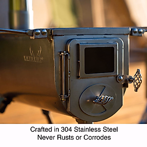 Winnerwell Woodlander Medium Tent Stove | Tiny Portable Wood Burning Stove for Tents, Shelters, and Camping | 800 Cubic Inch Firebox | Precision Stainless Steel Construction | Includes Chimney Pipe